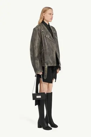 MAISON MARGIELA Distressed Faux Leather Belted Jacket - Brown
