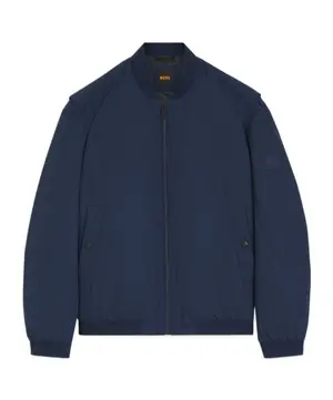 Hugo Boss Water-repellent Bomber Jacket In Cotton-touch Fabric - Light Blue