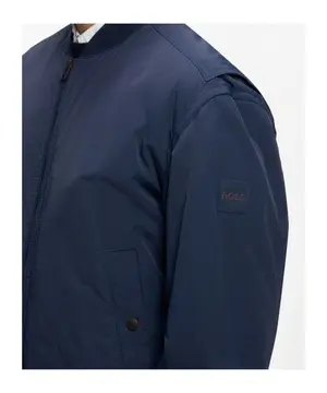 Hugo Boss Water-repellent Bomber Jacket In Cotton-touch Fabric - Light Blue