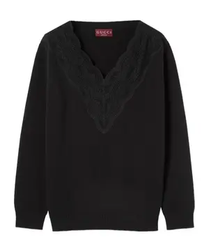 Gucci Lace Trim V-neck Jumper