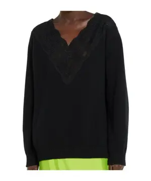 Gucci Lace Trim V-neck Jumper