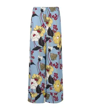 Marni Melodia Print Envers Satin Palazzo Trousers - Blue
