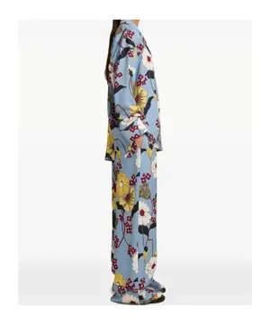 Marni Melodia Print Envers Satin Palazzo Trousers - Blue