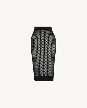Saint Laurent Knitted Midi Pencil Skirt