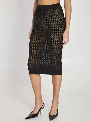 Saint Laurent Knitted Midi Pencil Skirt