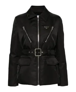 Prada Padded Triangle Logo Jacket - Black