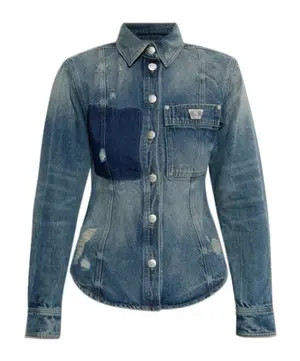 MISBHV Distressed Denim Shirt With Logo Plaque