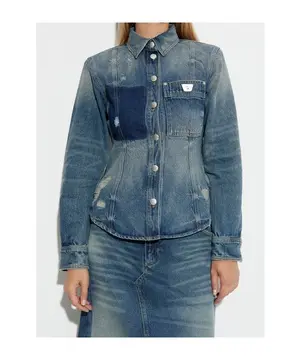 MISBHV Distressed Denim Shirt With Logo Plaque