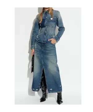 MISBHV Distressed Denim Shirt With Logo Plaque