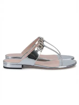 Gucci Metallic Thong Sandals With Horsebit Detail