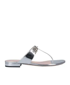 Gucci Metallic Thong Sandals With Horsebit Detail