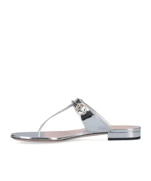 Gucci Metallic Thong Sandals With Horsebit Detail