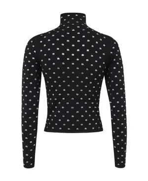 Alexander Wang Logo Rhinestone Long Sleeve Top