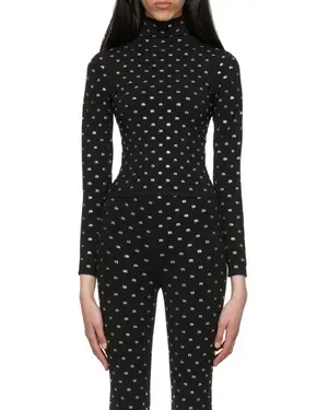 Alexander Wang Logo Rhinestone Long Sleeve Top