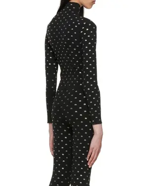 Alexander Wang Logo Rhinestone Long Sleeve Top