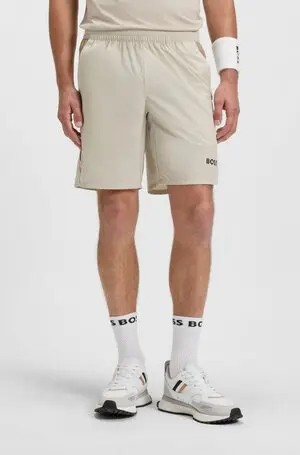 Hugo Boss Elasticated Waistband Shorts With Letter Details - Nude