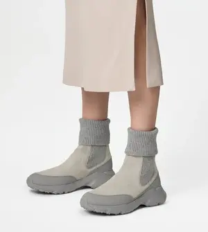 TOD'S Chelsea Boots In Calfskin Nubuck With Elastic Knit Inserts - Gray