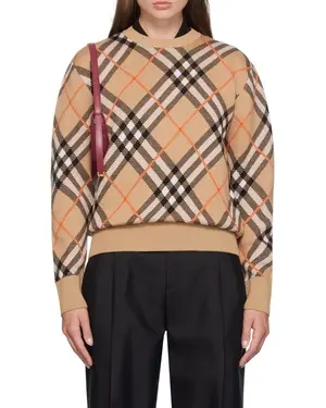 Burberry Checked Crewneck Jumper