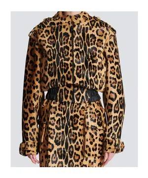 Balmain Leopard Print Ponyskin-style Leather Bomber Jacket