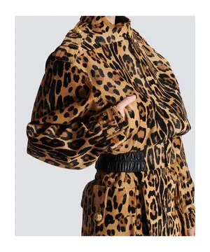 Balmain Leopard Print Ponyskin-style Leather Bomber Jacket