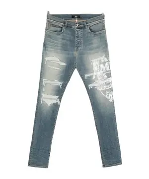 Amiri Distressed Belt Loop Jeans - Gray