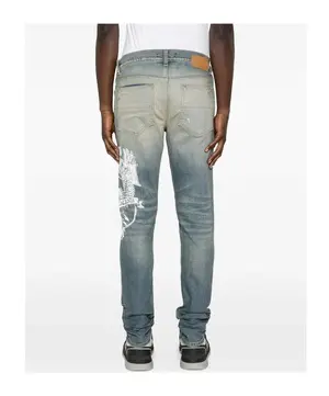 Amiri Distressed Belt Loop Jeans - Gray