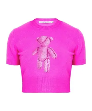 Alexander Wang Beiress" Crystal Embellished Short Sleeve Cropped T-shirt