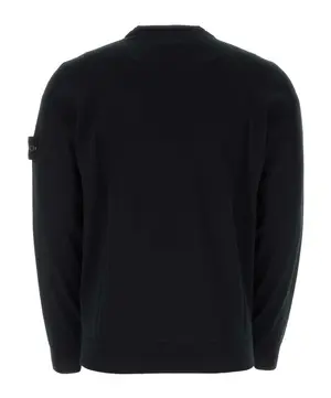 Stone Island Logo Patch Crewneck Knit Jumper - Black