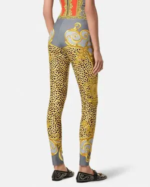 Versace Baroque-print Leggings - Brown