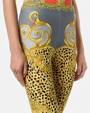 Versace Baroque-print Leggings - Brown