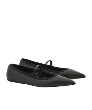 FERRAGAMO Ballet Flats With Ribbon Ankle Tie - Black