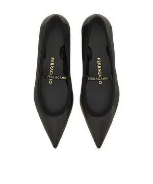 FERRAGAMO Ballet Flats With Ribbon Ankle Tie - Black