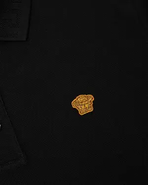 Versace Medusa-patch Short-sleeved Polo Shirt - Black