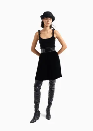 Emporio Armani Velvet Cropped Top With Twisted Straps