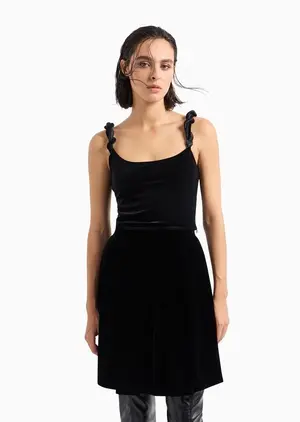 Emporio Armani Velvet Cropped Top With Twisted Straps