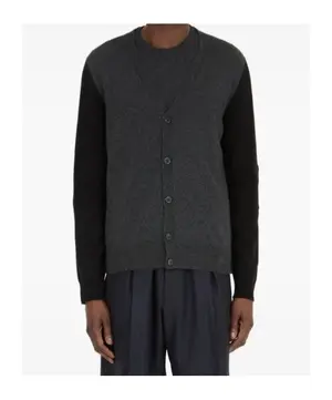 MAISON MARGIELA Colorblock V-neck Cardigan With Elbow Patches - Black
