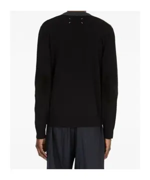 MAISON MARGIELA Colorblock V-neck Cardigan With Elbow Patches - Black