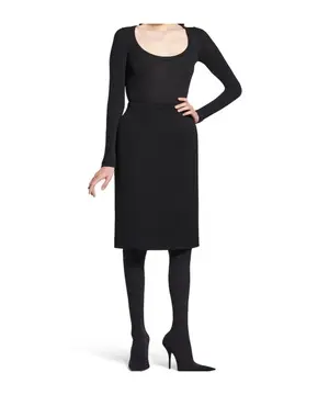 Balenciaga Ribbed Round Neck Long Sleeve Top