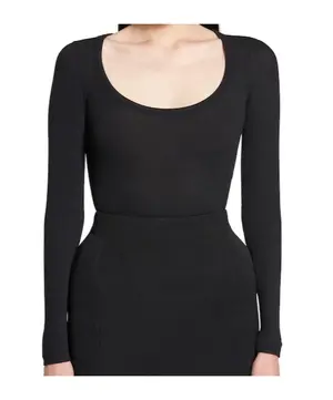 Balenciaga Ribbed Round Neck Long Sleeve Top