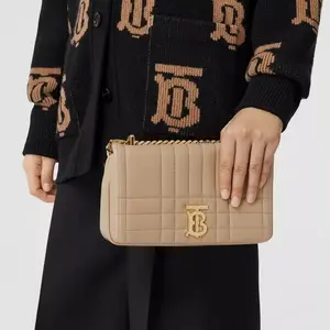 Burberry Lola Quilted Leather Shoulder Bag With Logo Plaque - Brown