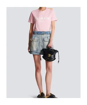 Balmain Logo Print Crewneck T-shirt - Pink