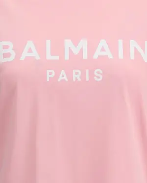 Balmain Logo Print Crewneck T-shirt - Pink