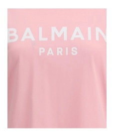 Balmain Logo Print Crewneck T-shirt - Pink