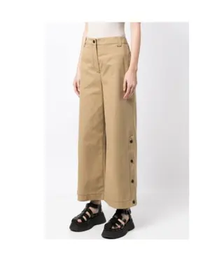 MSGM High-waisted Cropped Wide-leg Trousers With Button Detailing