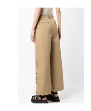 MSGM High-waisted Cropped Wide-leg Trousers With Button Detailing