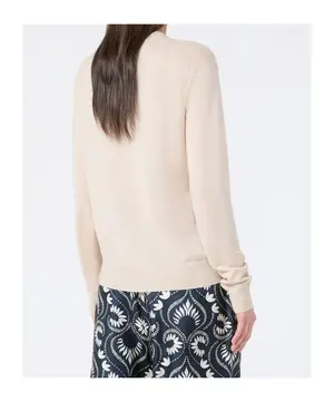 Max Mara V-neck Sweater With Ribbed Trim - Beige