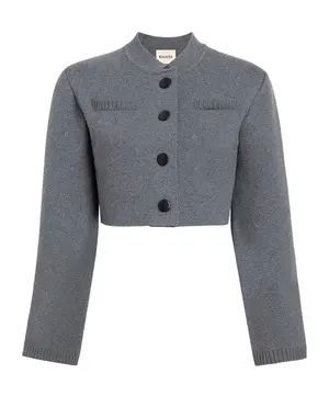 Khaite Ello Knit Cropped Jacket - Gray