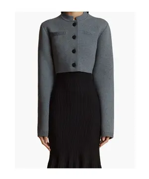 Khaite Ello Knit Cropped Jacket - Gray