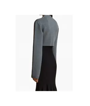 Khaite Ello Knit Cropped Jacket - Gray