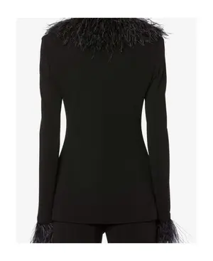 Alberta Ferretti Embellished Single-breasted Blazer With Feather Trim